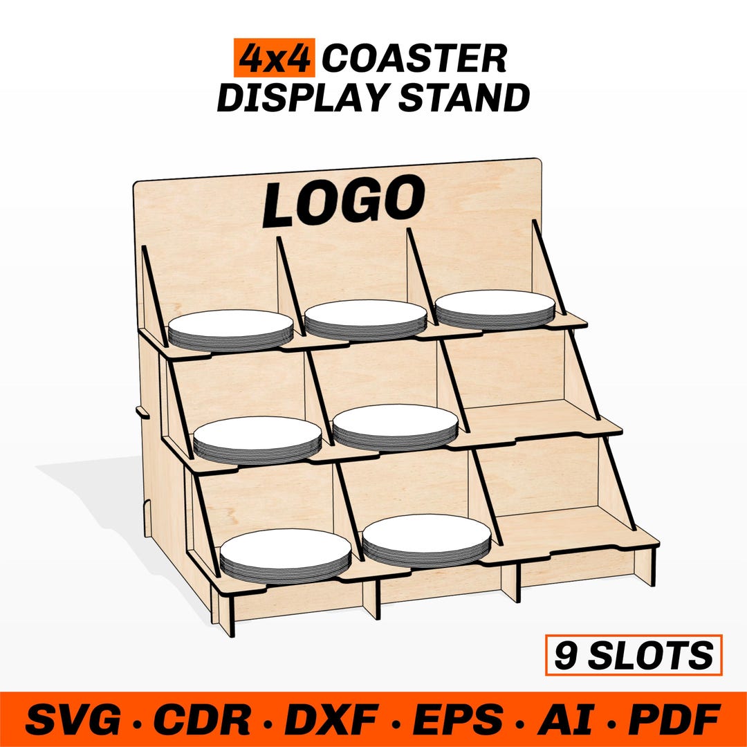 4x4 Coaster Display Stand SVG Laser Cut File - Etsy