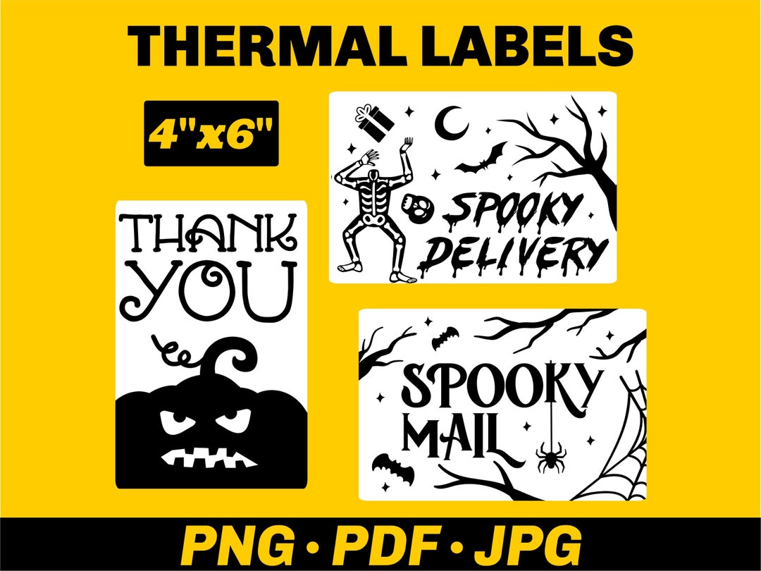 Halloween Thermal Labels PNG Spooky Mail Thank You Spooky Delivery - Etsy