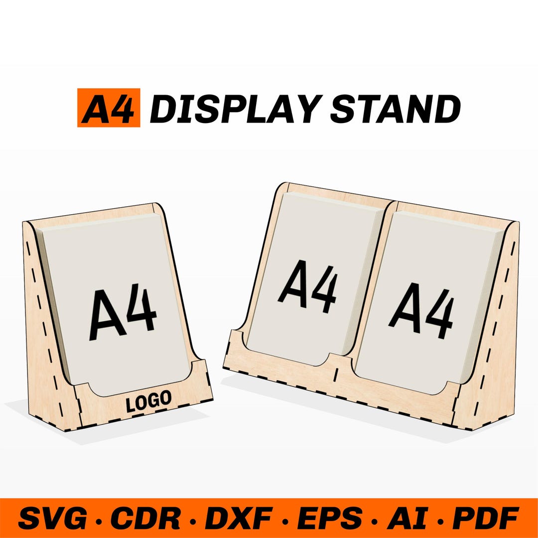 A4 Display Stand SVG Laser Cut File for Flyer Brochure Promotional ...