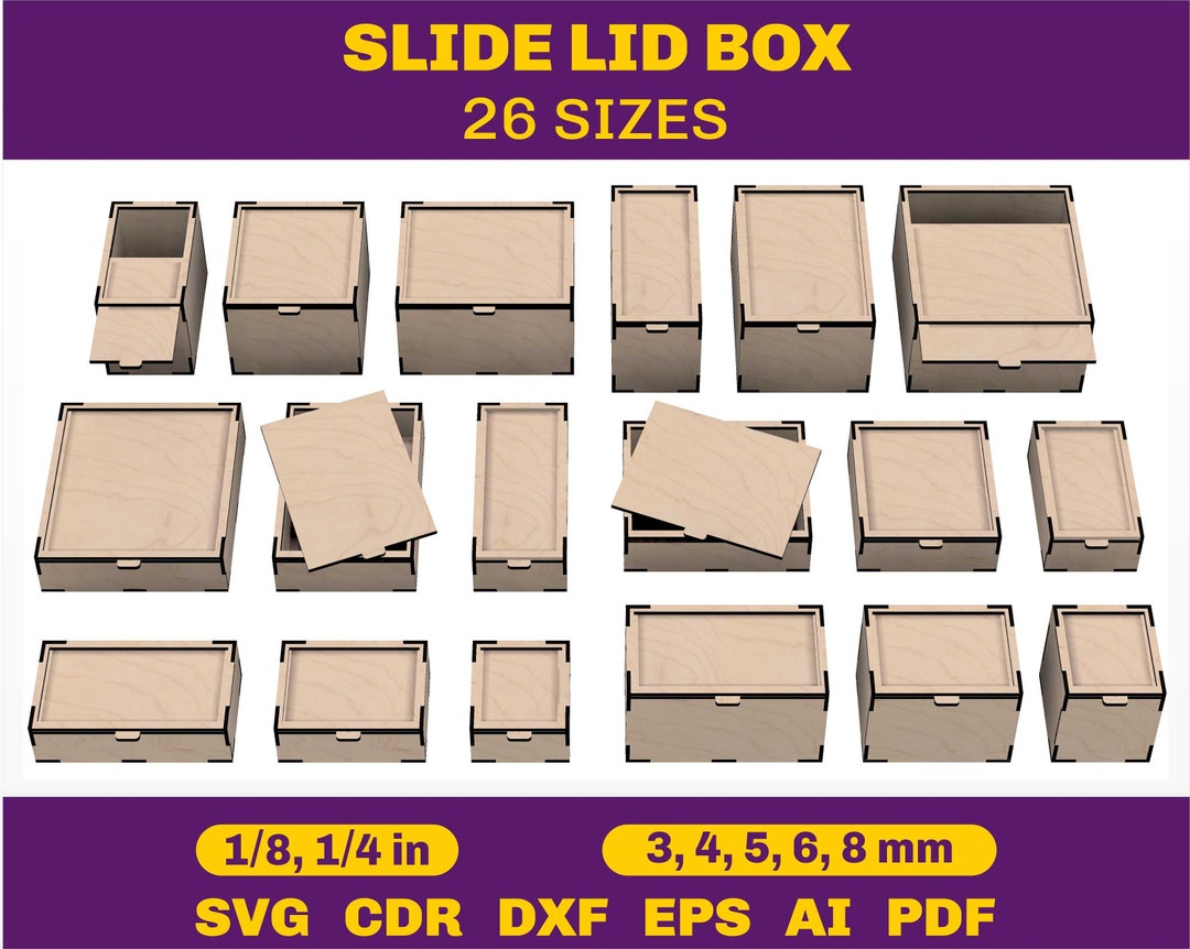 Laser Cut Box SVG - Laser Cut Box File SVG DXF Template - Storage Box ...