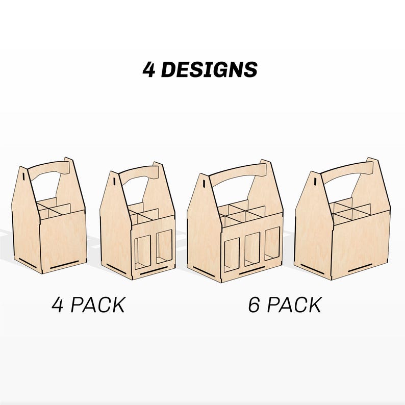 Beer Caddy SVG Laser Cut 4 & 6 Pack Holder File - Etsy