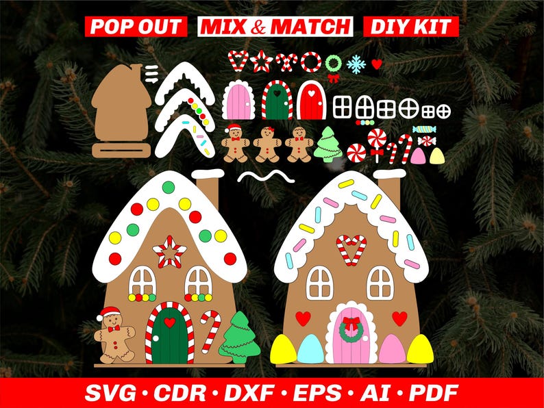POP OUT Gingerbread House Laser Cut SVG File - Design Your Own Ginger ...