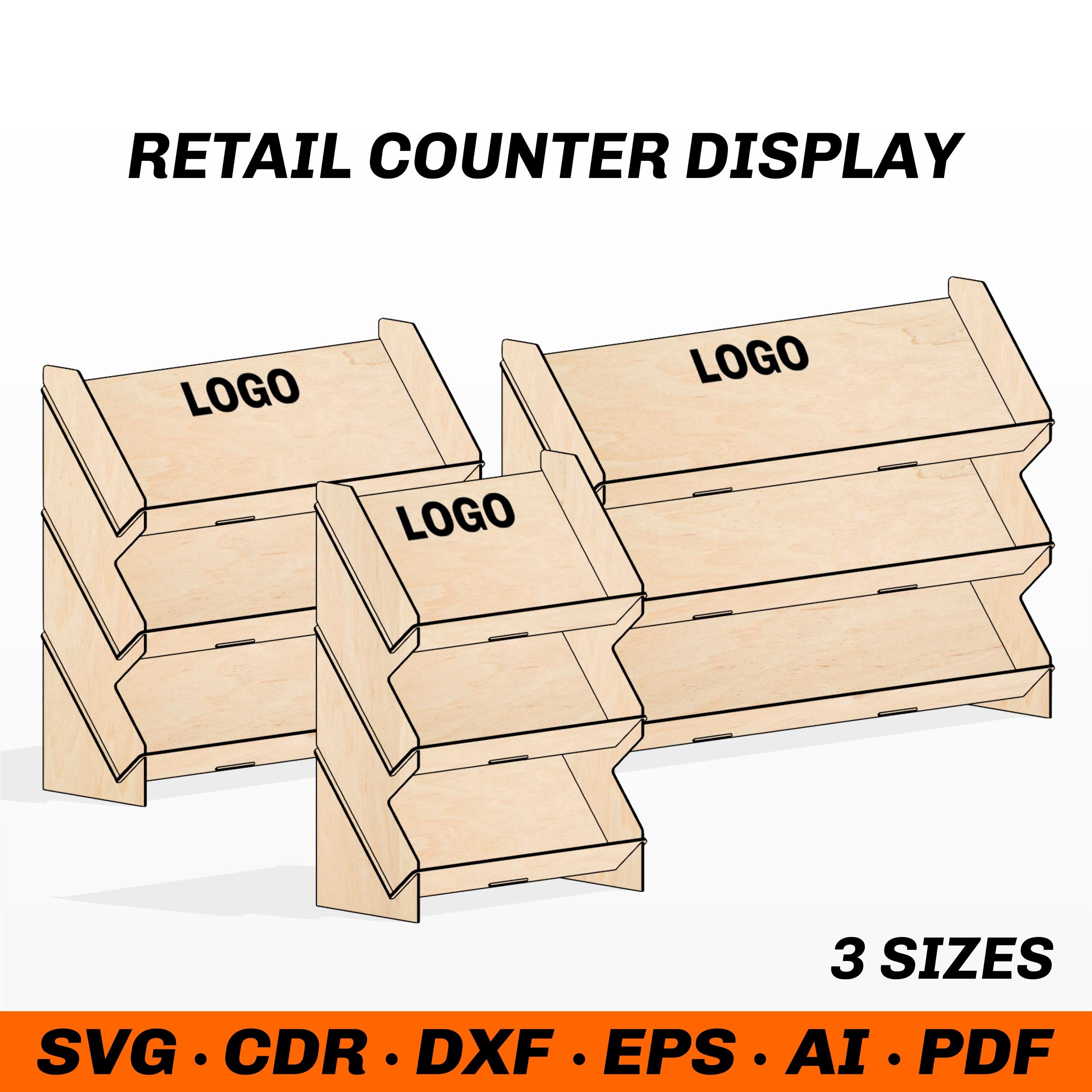 Retail Counter Display Stand SVG DXF Laser Cut File for Table Display ...