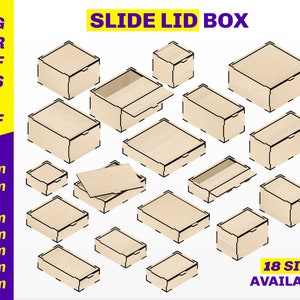 Laser Cut Box With Lid - Storage Box Laser Cut Files Box With Slide Lid - Laser Cut Box File ...