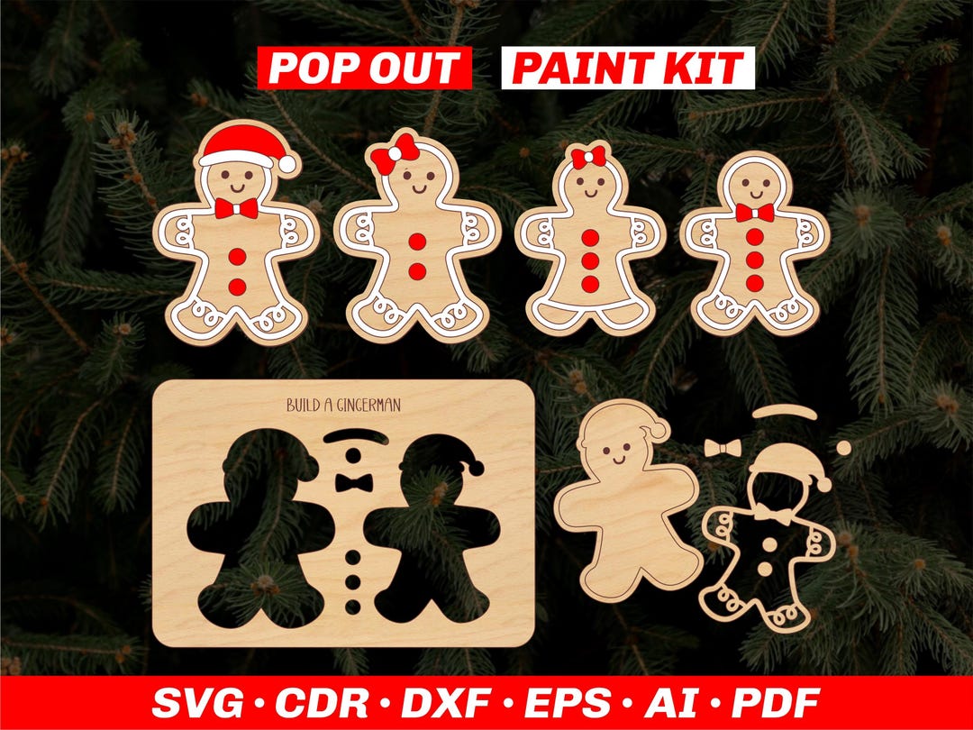 Gingerbread Man DIY Paint KIT - Pop Out Christmas Craft Activity for ...