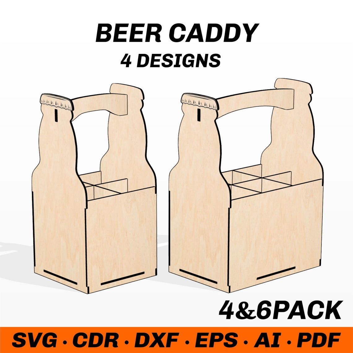 Beer Caddy SVG Box Laser Cut 4 & 6 Pack Holder File for Can Bottle and ...