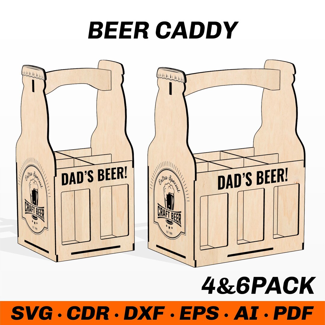 Beer Caddy SVG Box Laser Cut 4 & 6 Pack Holder File for Can Bottle and ...