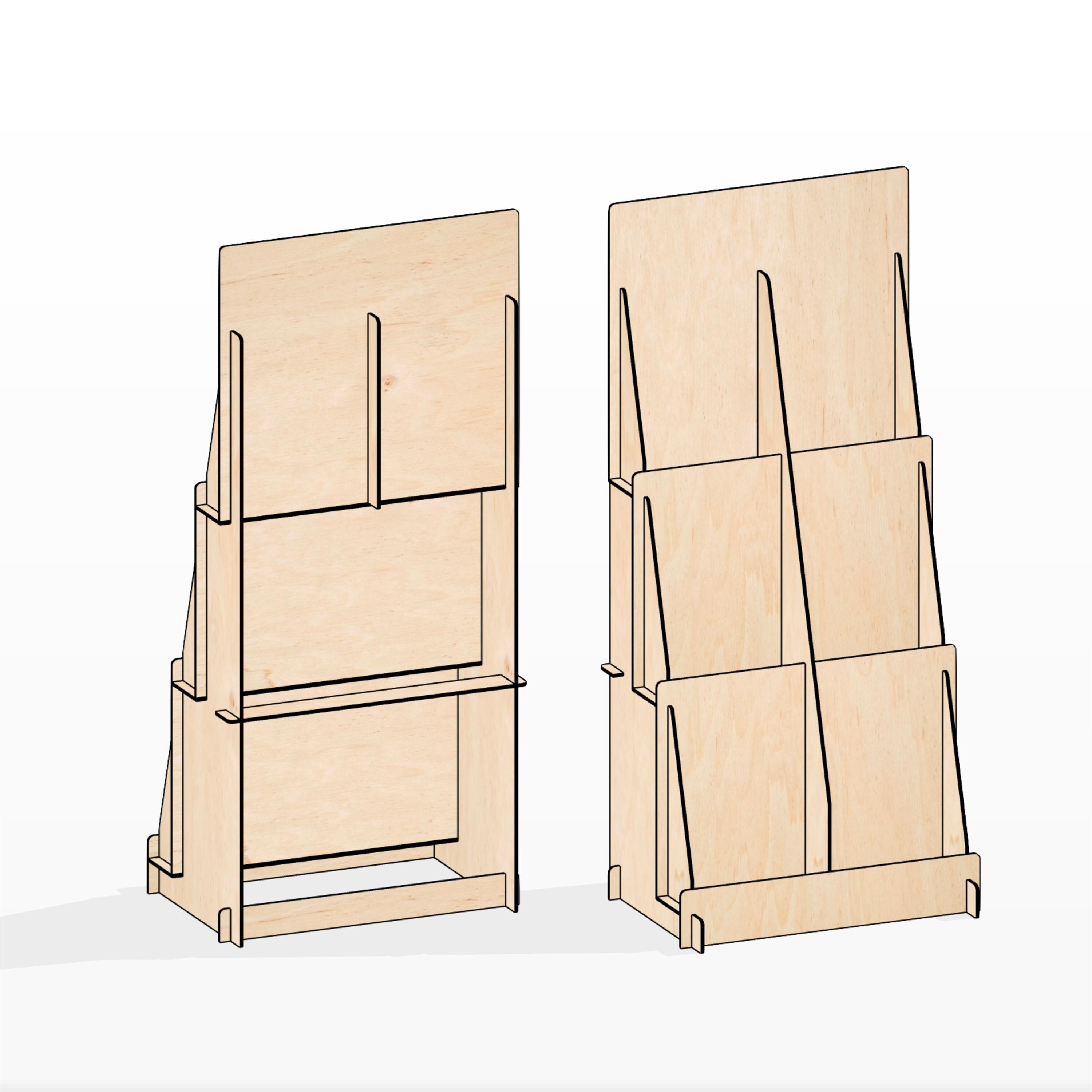 Greeting Card Display Stand SVG DXF Laser Cut File With 3 Tier Fits 5x7 ...