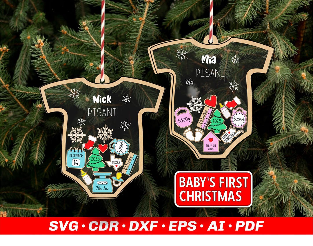 Personalized Baby First Christmas Shaker Ornament With Custom Birth ...