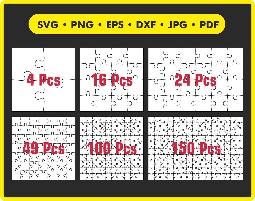 Puzzle Svg Template - Jigsaw Puzzle Pieces Svg Files for Glowforge ...