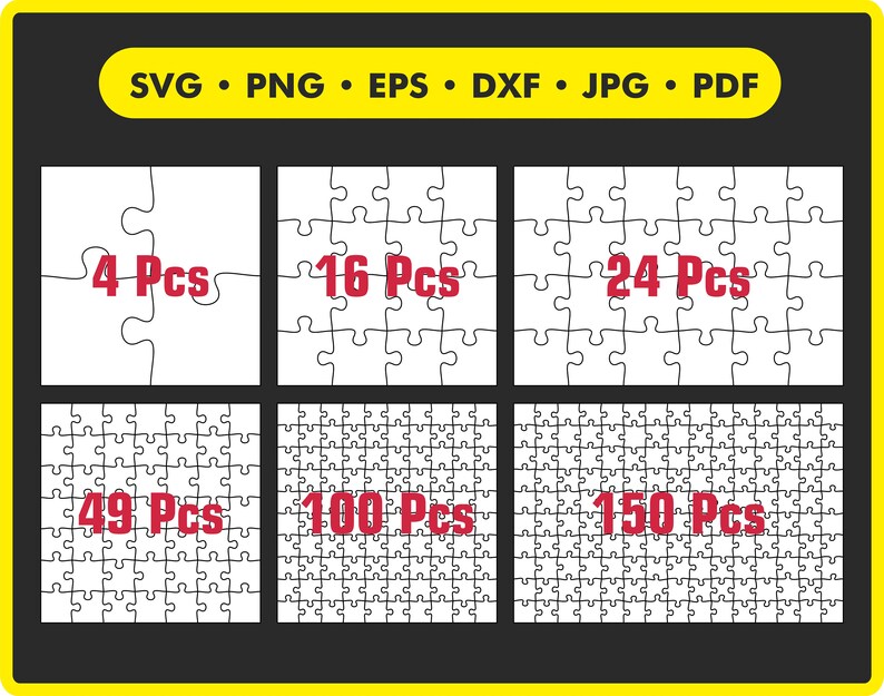 Puzzle Svg Template Jigsaw Puzzle Pieces Svg Files for - Etsy