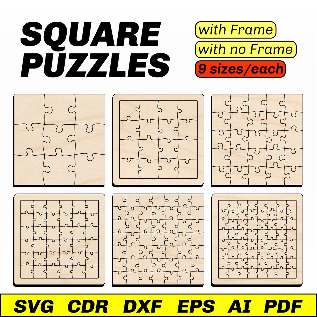 Laser Cut Puzzle SVG Template - Jigsaw Puzzle SVG DXF Laser File - Etsy