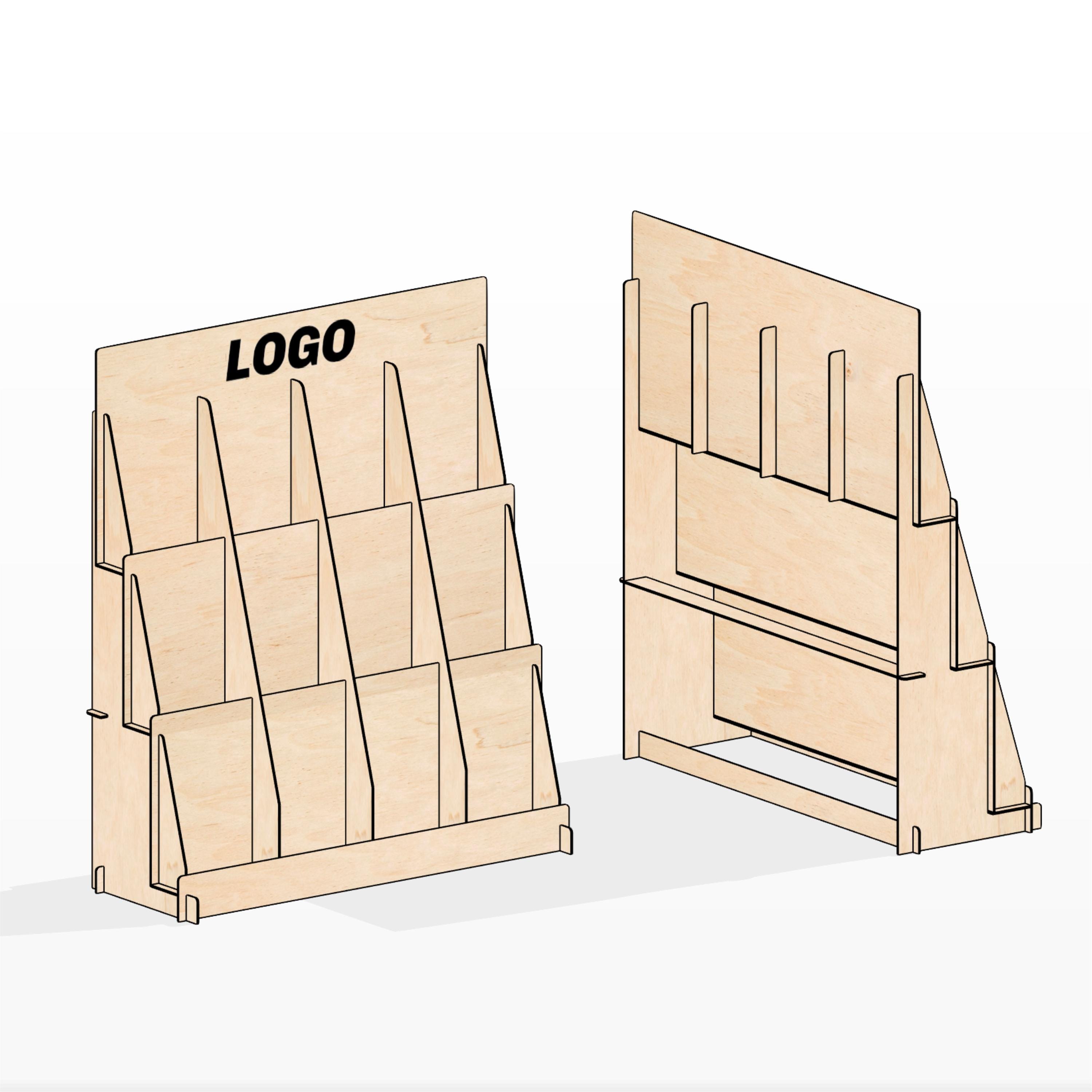 Laser Cut File for 3 Tier Counter Top Greeting Card Display Stand With ...