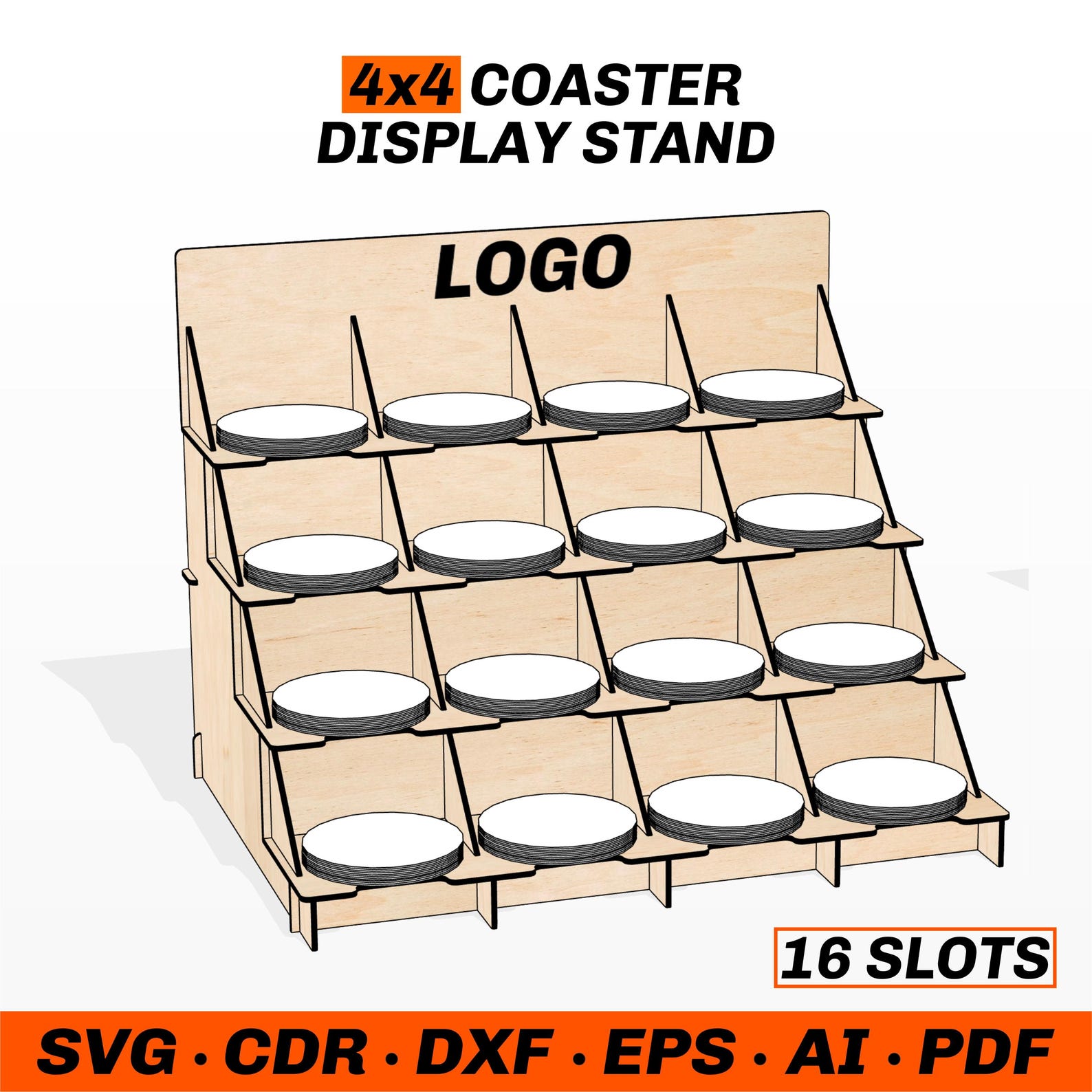 4 Inch Coaster Display Stand SVG DXF Laser Cut Files - Etsy