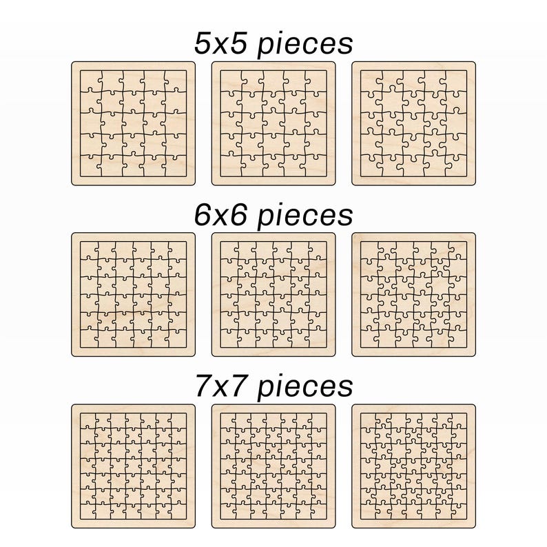 Laser Cut Jigsaw Puzzle SVG Template: 9 Sizes, Framed & Borderless ...