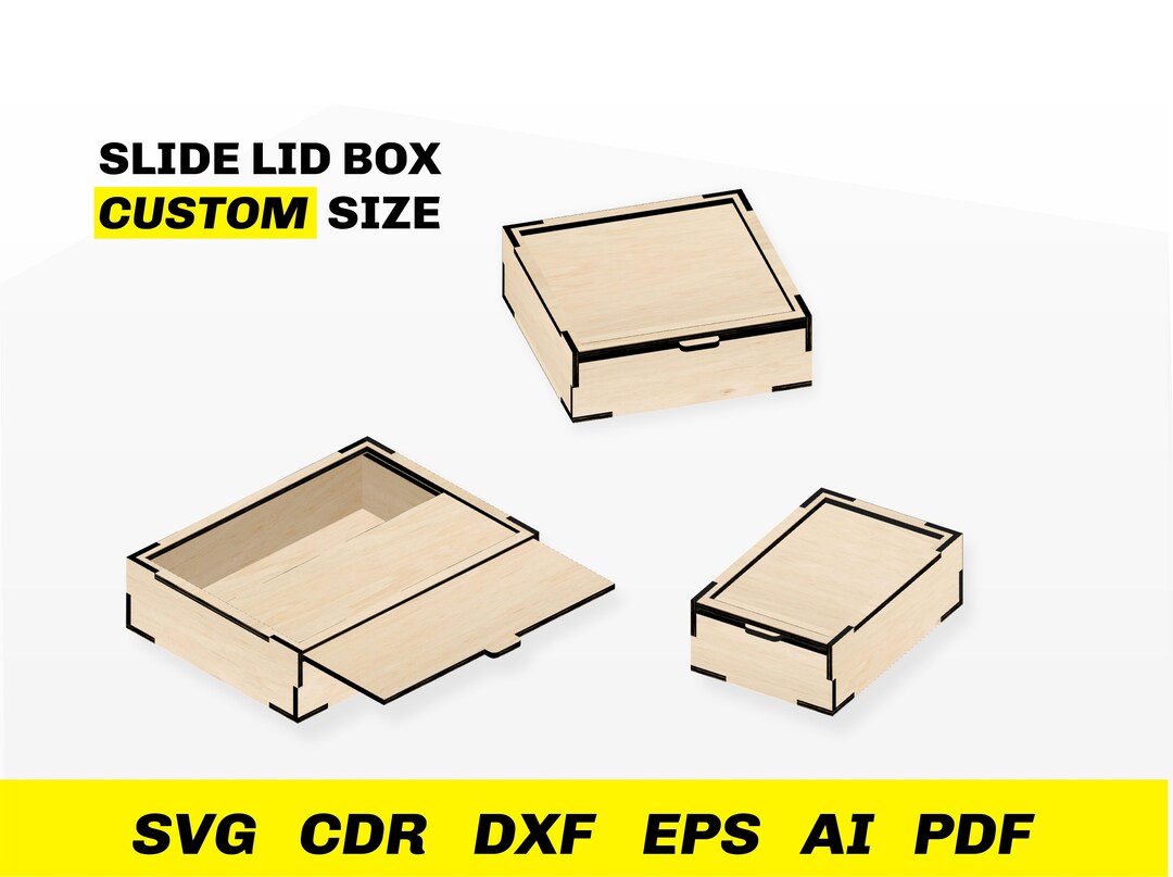 CUSTOM Laser Cut Box File - Laser Cut Box With Slide Lid - Laser Cut ...