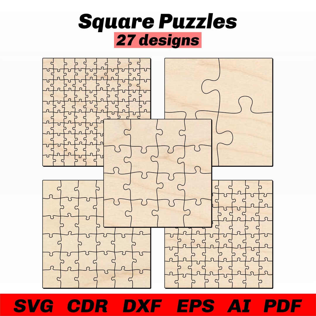 Laser Cut Puzzle SVG Template - Jigsaw Puzzle SVG DXF Laser File - Etsy