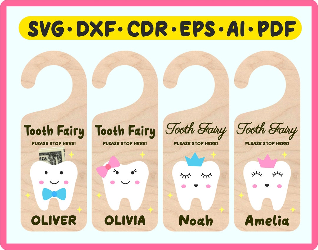 Tooth Fairy Door Hanger Laser File SVG - Tooth Fairy SVG Laser Cut ...