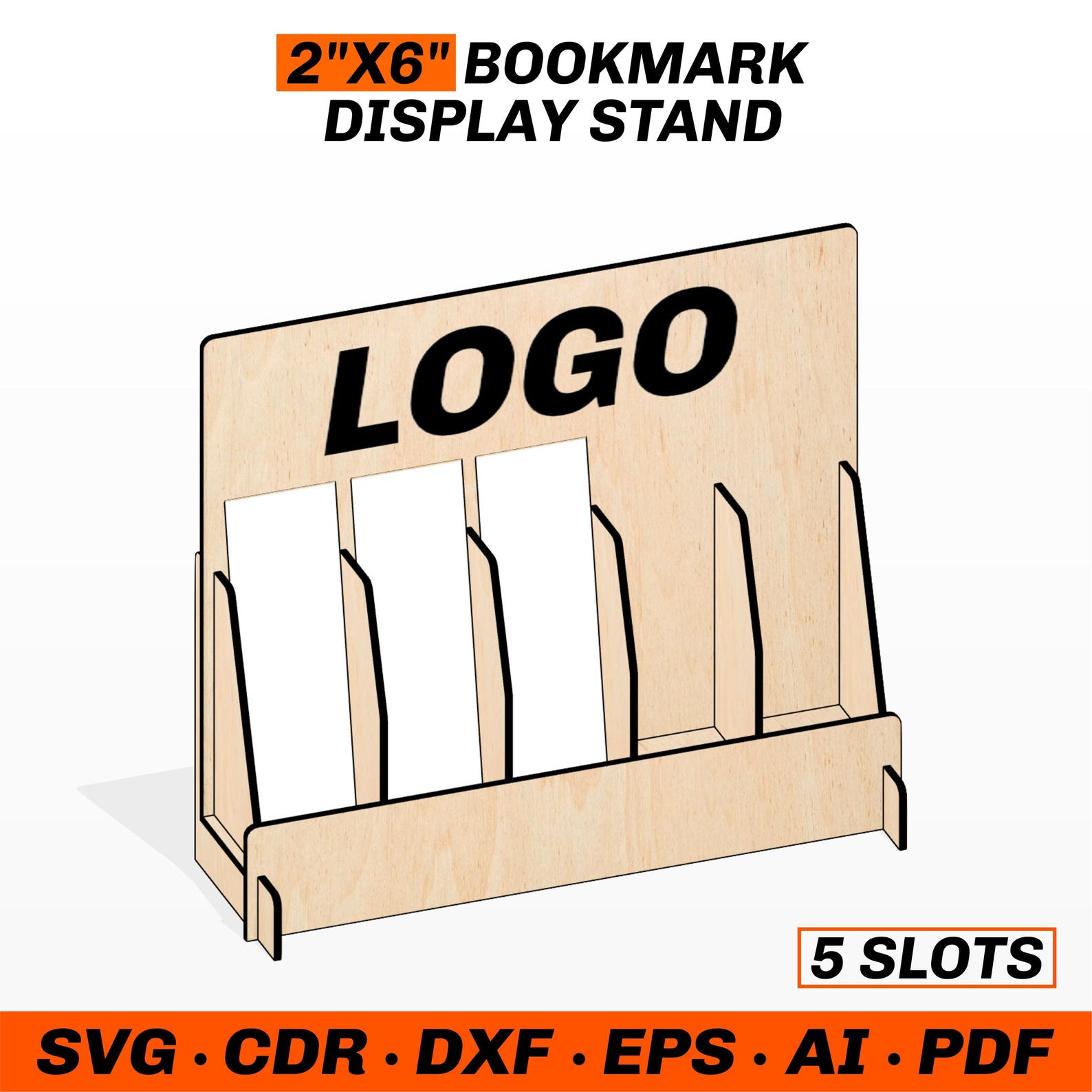 Laser Cut Bookmark Display Stand SVG DXF File, 5 Slot Bookmark Holder ...