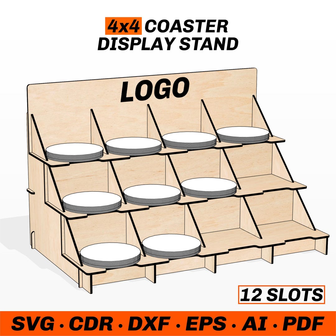 4 Inch Coaster Display Stand SVG DXF Laser Cut Files - Etsy