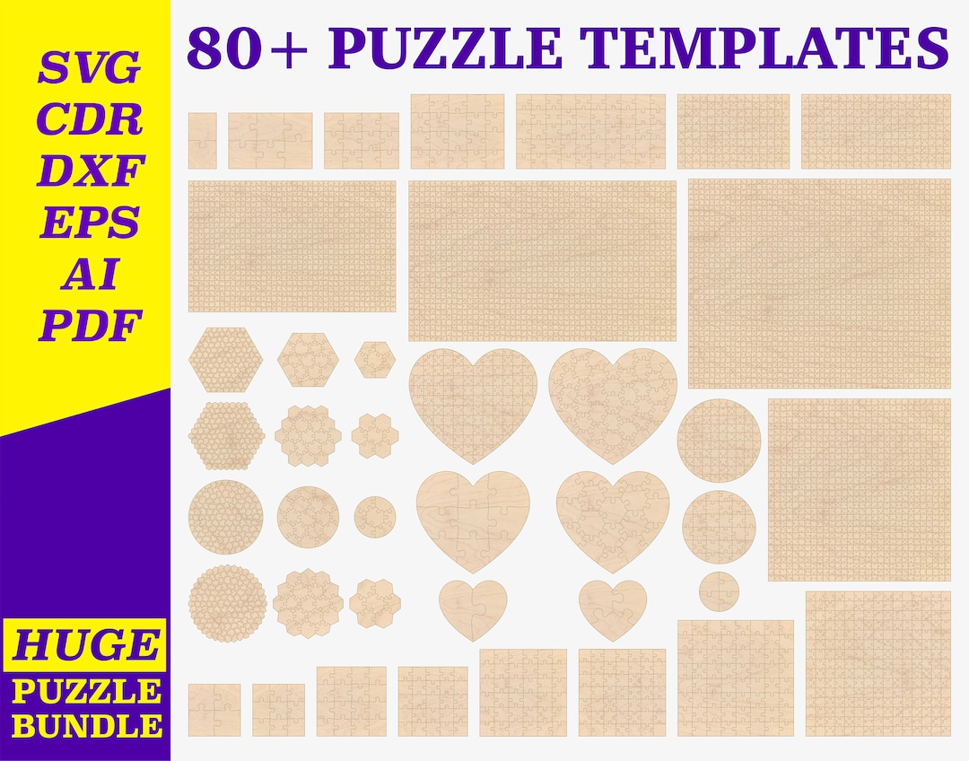 Jigsaw Puzzle SVG Template - Laser Cut Puzzle Piece SVG Puzzle Template ...
