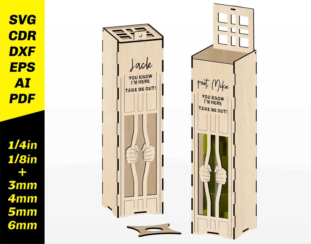 Jailed Wine Box SVG Laser Cut File - Wine Gift Box Template - Etsy