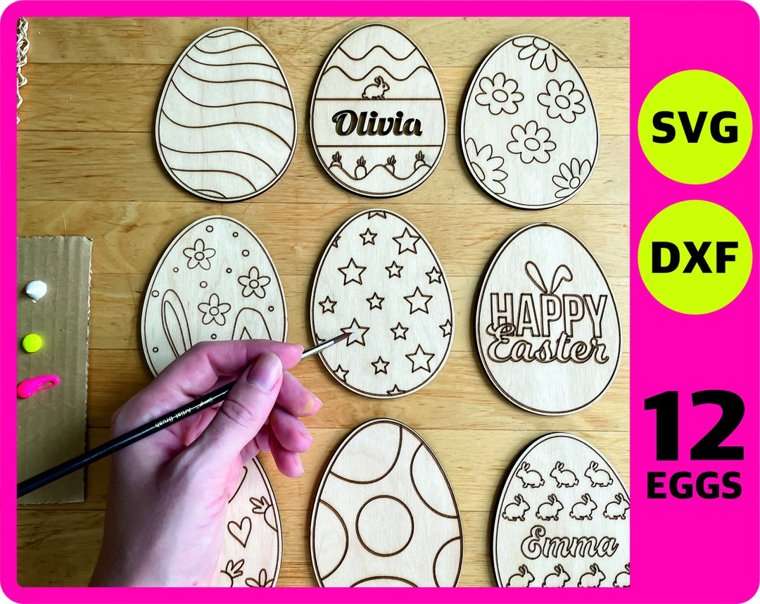 Easter Egg DIY Paint Kit Svg - Glowforge Easter Cut Files - Easter Eggs ...