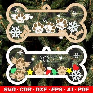 Dog Christmas Ornament Laser Cut File, Memorial Pet Ornament ...