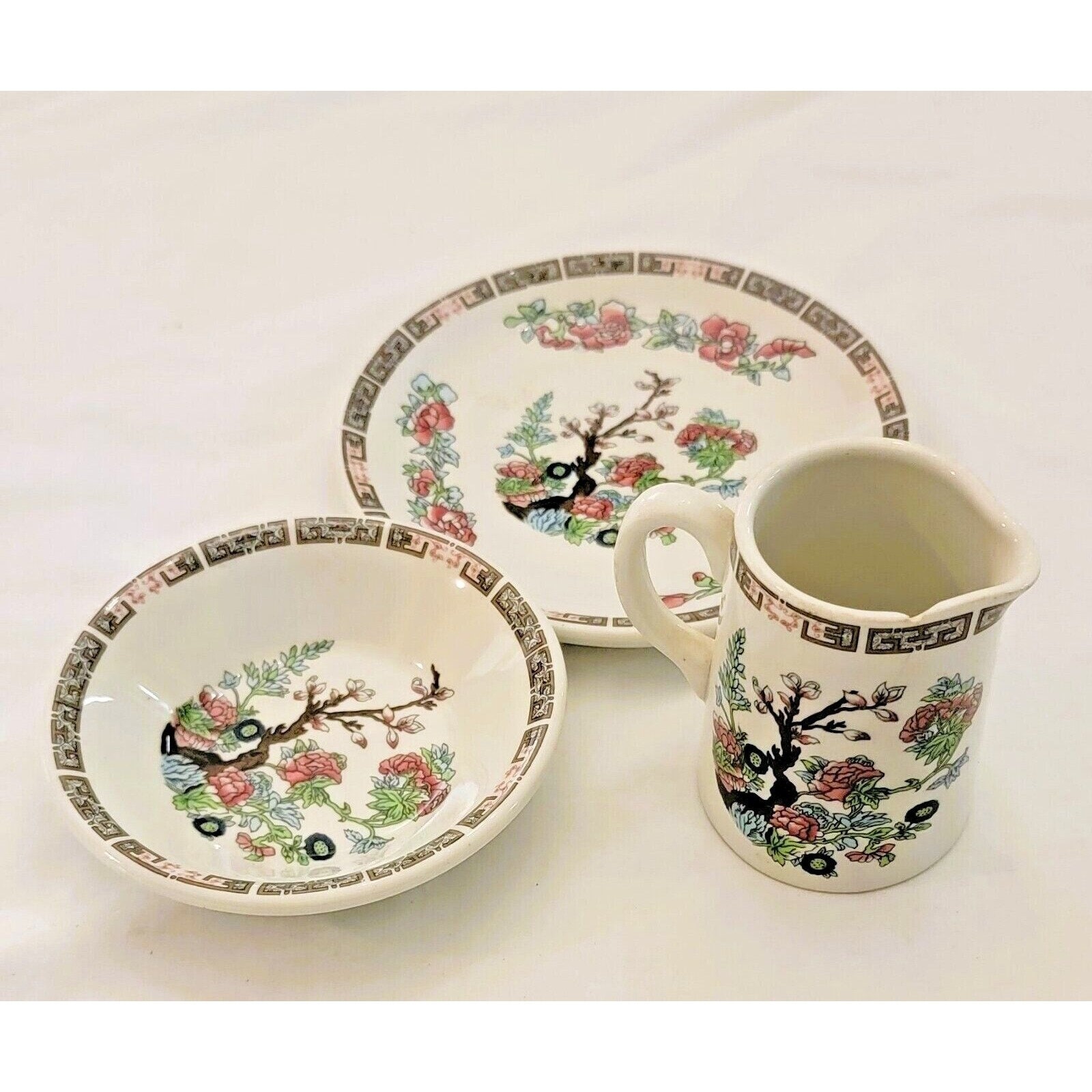 Vintage Dunn Bennett & Co. Vitrified Hotel Ware indian Flower 3 Piece ...