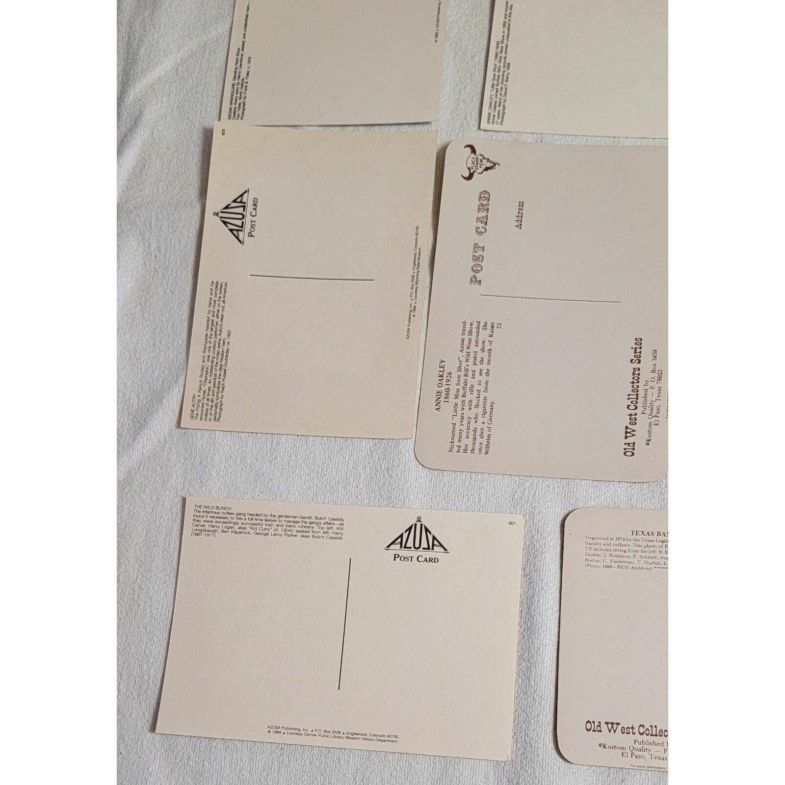 11 Vintage Old West Postcards Buffalo Bill Annie Oakley Wyatt Earp Gene ...