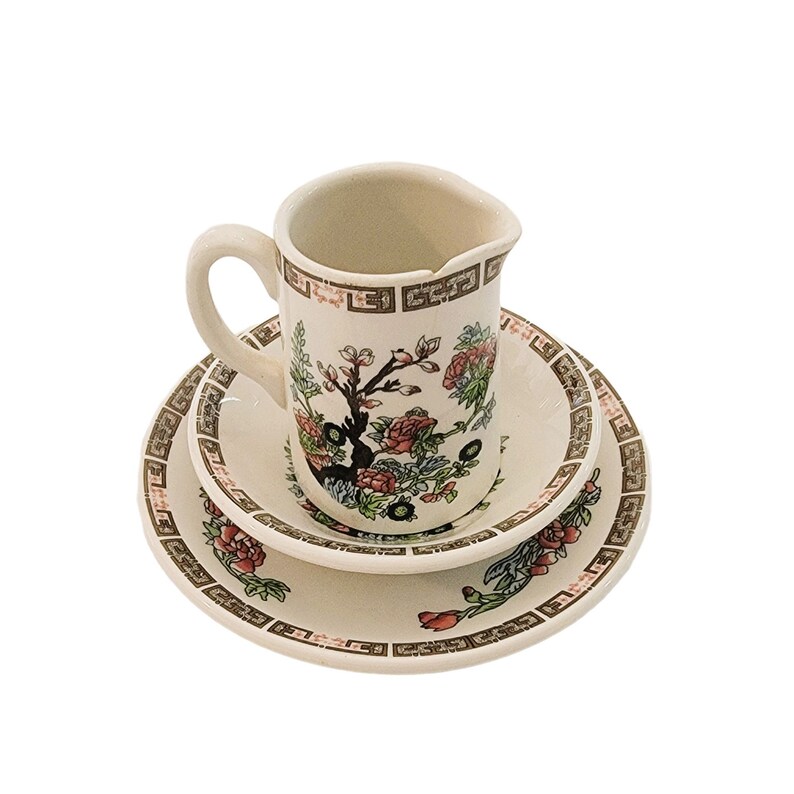 Vintage Dunn Bennett & Co. Vitrified Hotel Ware indian Flower 3 Piece ...