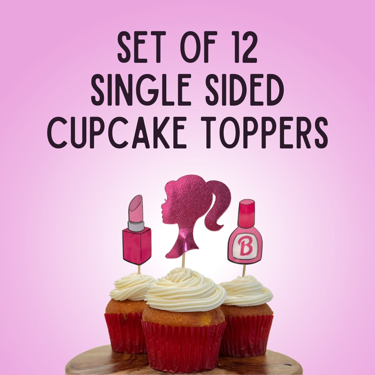 12 Doll Inspired Cupcake Toppers, Pink Cake Topper, Doll Cake Topper ...