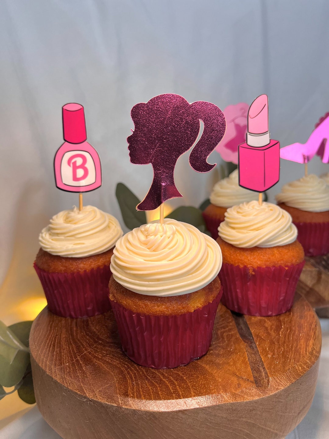 12 Doll Inspired Cupcake Toppers, Pink Cake Topper, Doll Cake Topper ...