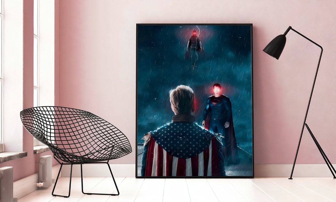 Homelander Hand Drawn Canvas Wall Art, Movie Wallpaper, Fan Art Print ...