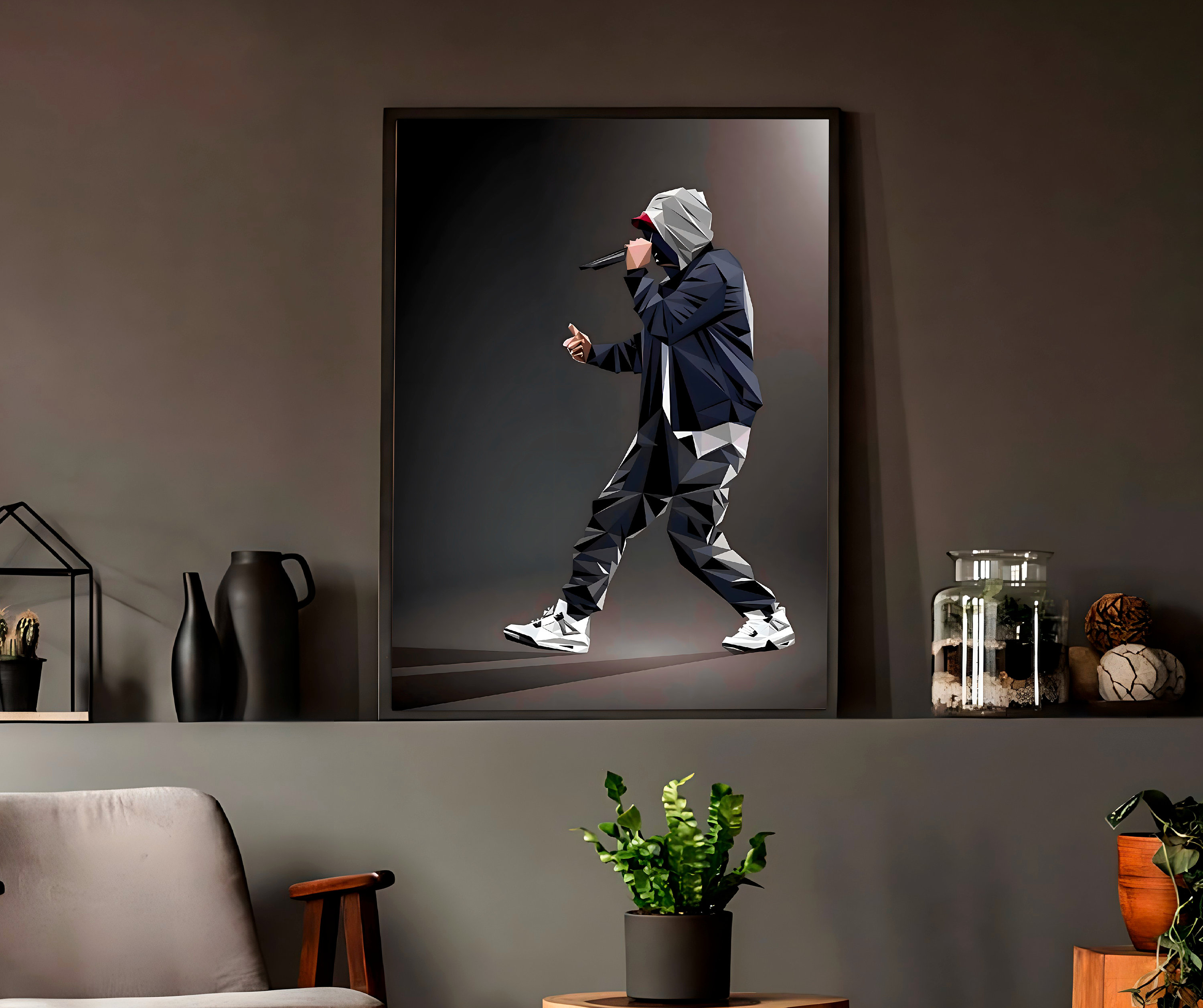 Eminem Poster, Natural Canvas Wall Art, Gift Idea for Rap Music Lovers ...