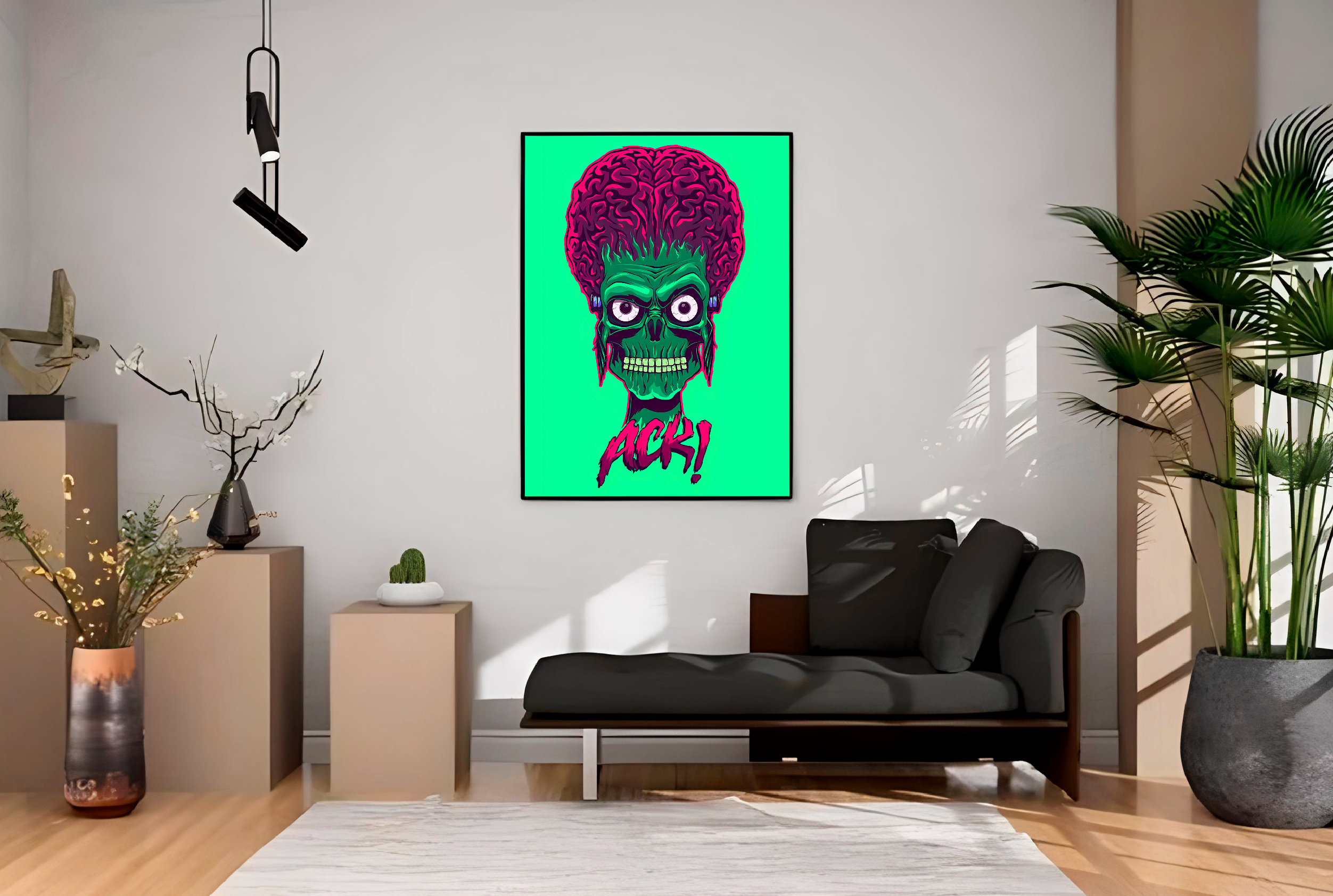 Mars Attack Movie Hand Drawn Poster, Custom Cotton Canvas Wall Art ...