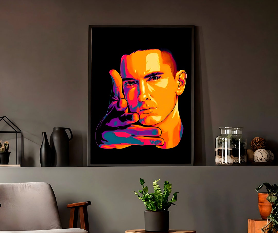 Eminem Canvas Art Work Poster, Hip-hop Rap Music Watercolor Print ...