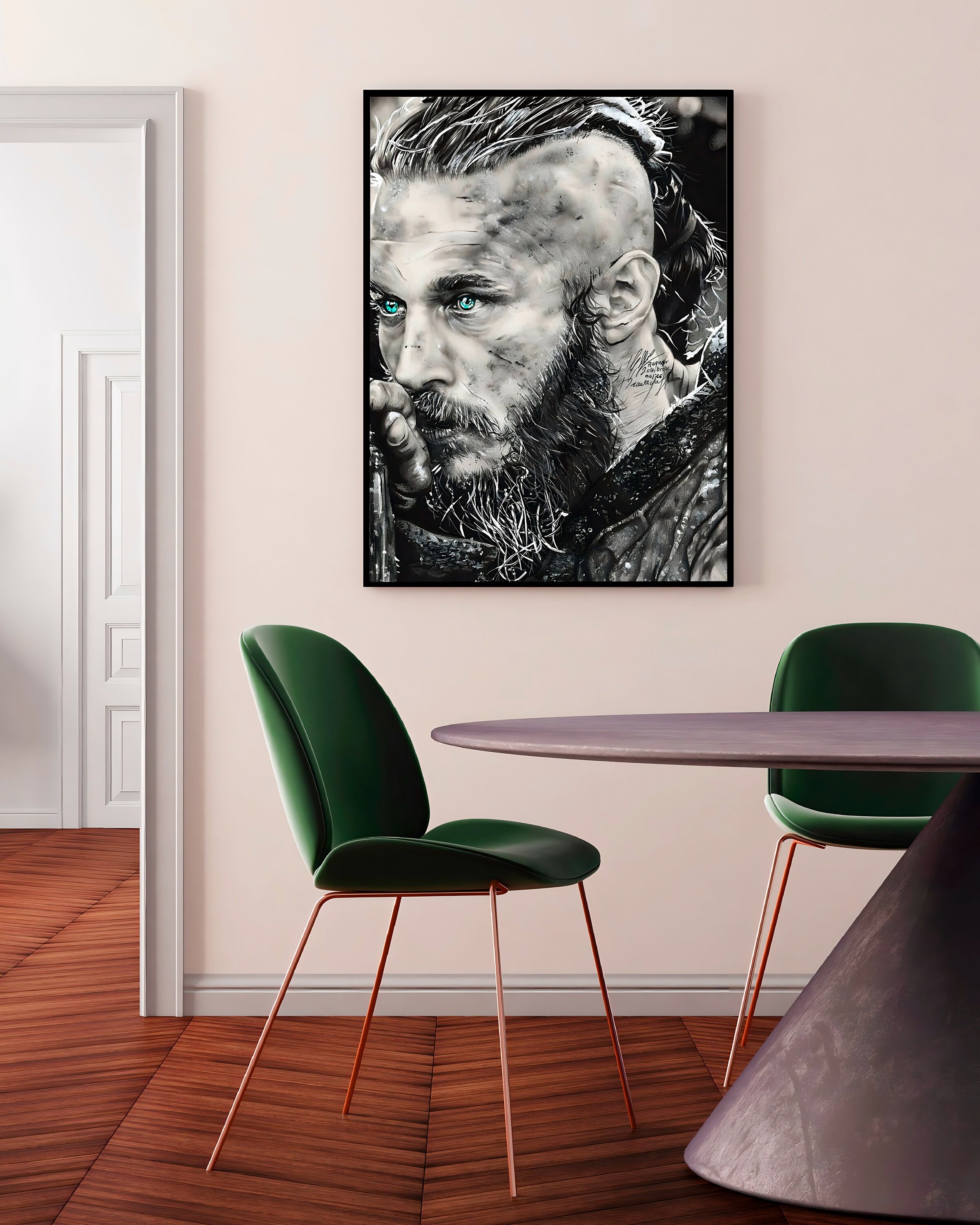 Art Work Ragnar Lodbrok Canvas Poster, Hand Drawn Wall Art Print, Gift ...