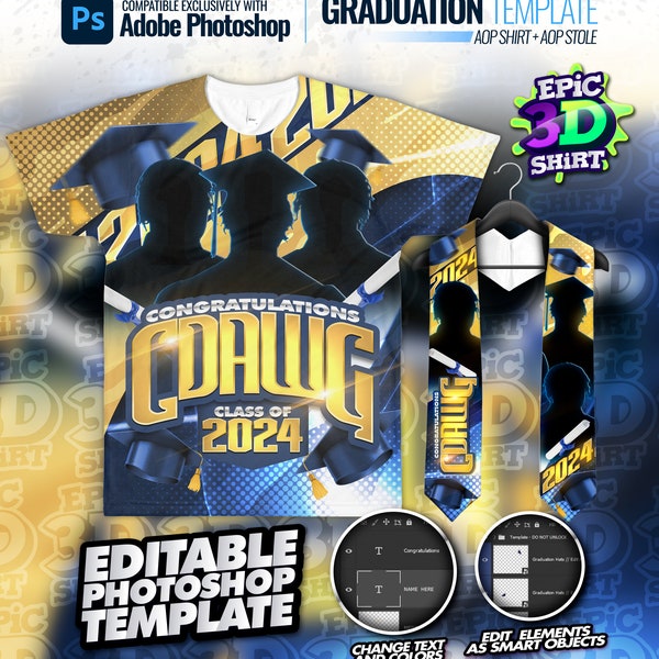 Graduation All Over Shirt Template - Etsy