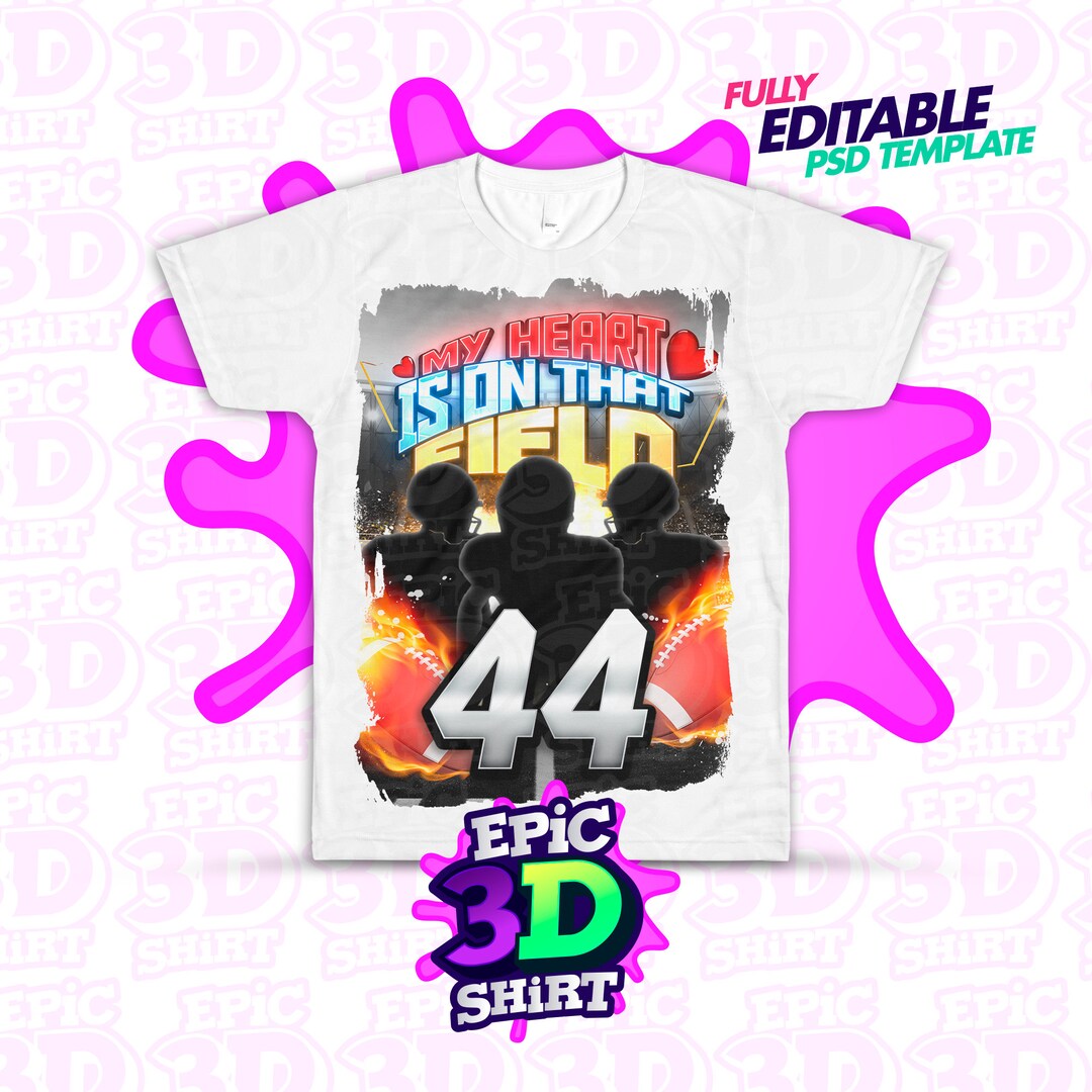 3D Football Center Print DTF Shirt Template All Over Print Shirt Sport ...