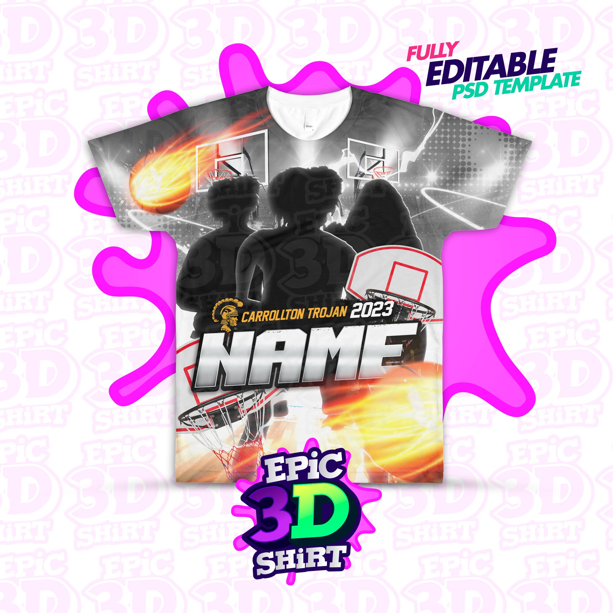 3D Basketball Shirt Template All Over Print Shirt Sport Basketball ...