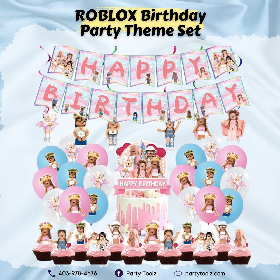 Roblox Girls Birthday Party Theme Set Banners Latex Confetti Balloons ...