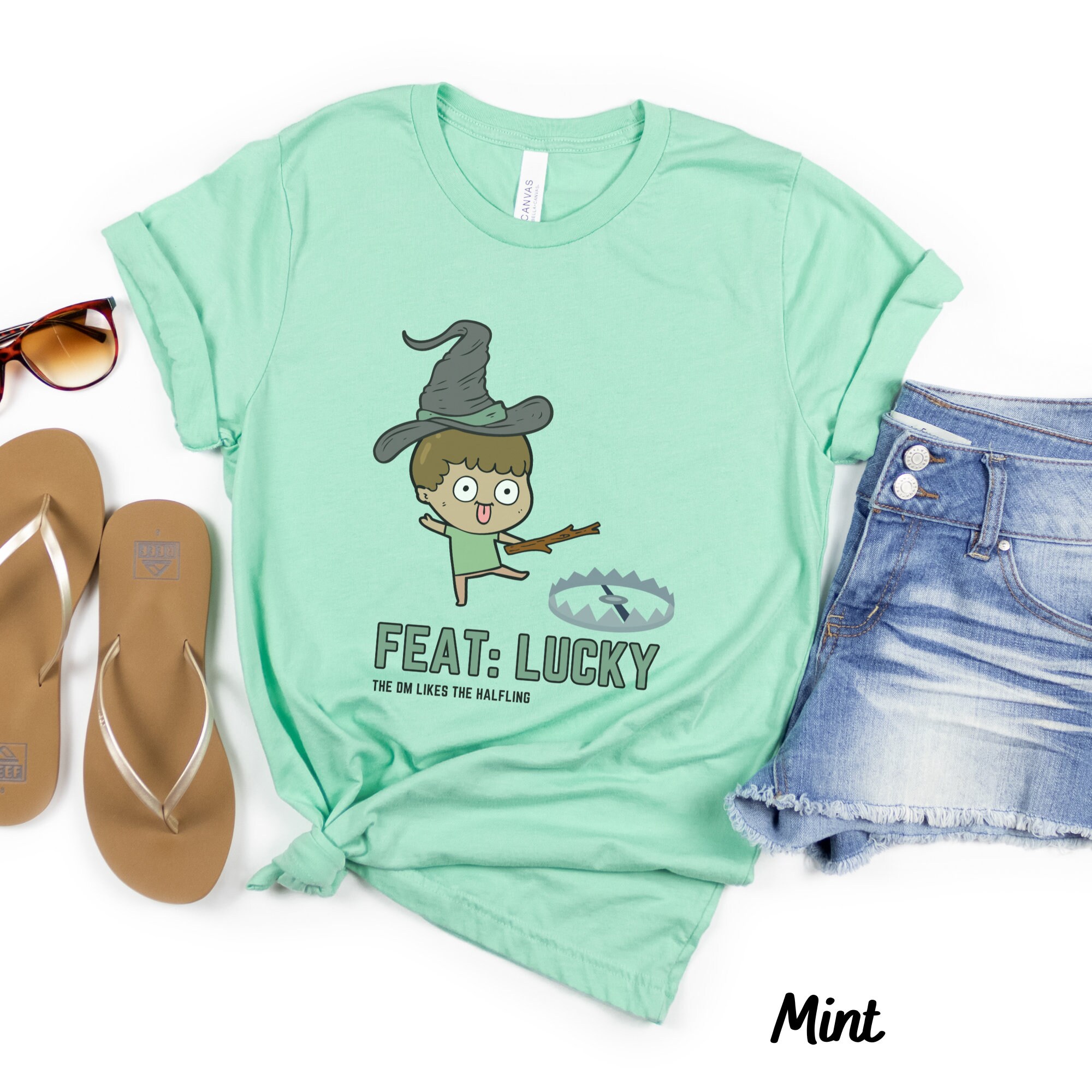 Feat: Lucky Short Sleeve Tee Dungeon and Dragons Halfling Shirt DND ...