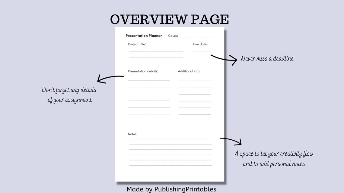 Presentation Planner Printable PDF Printable Insert - Etsy