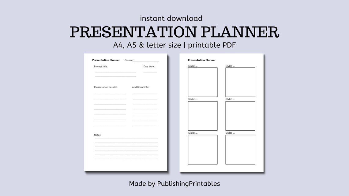 Presentation Planner Printable PDF Printable Insert - Etsy