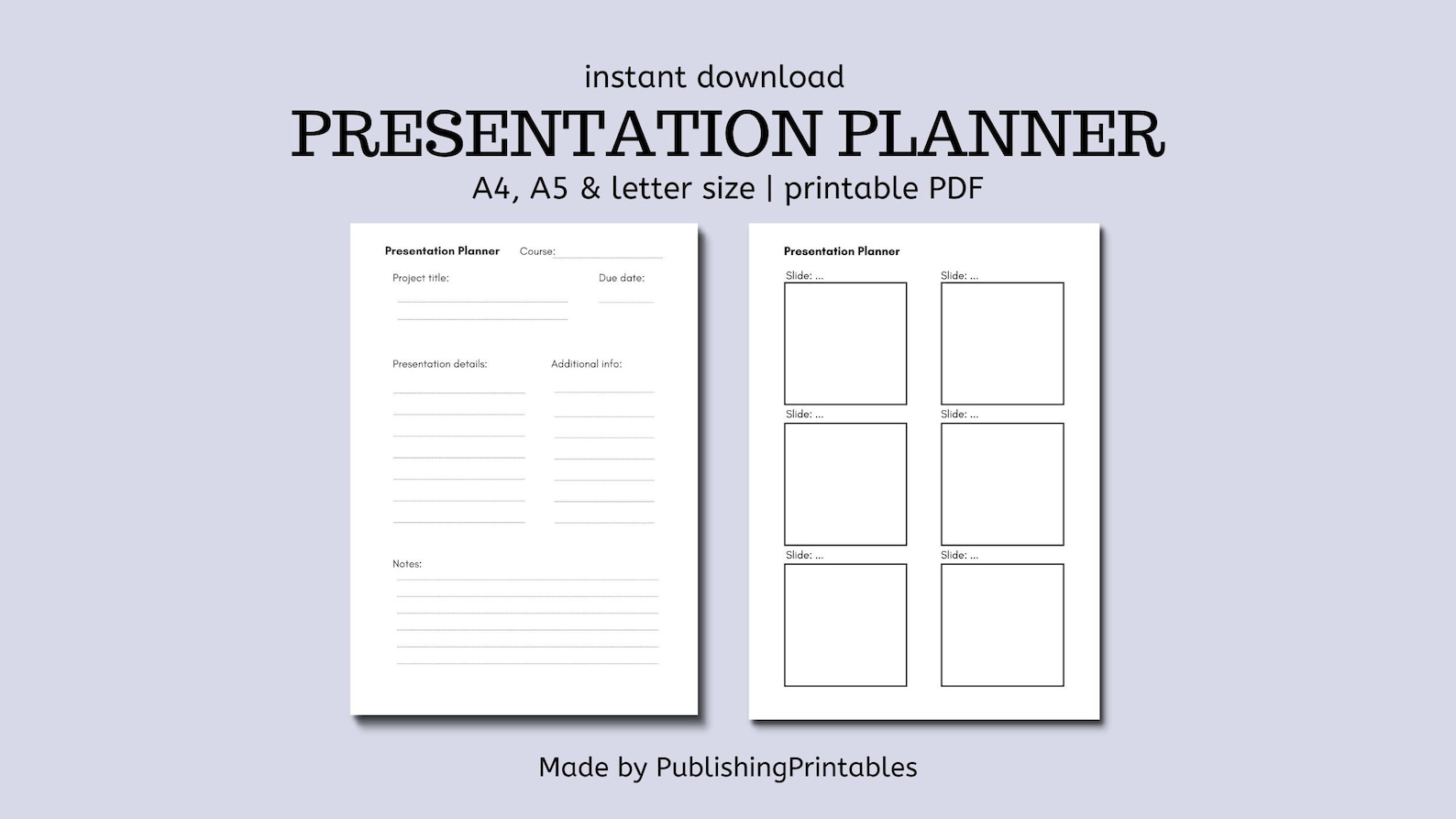 Presentation Planner Printable PDF Printable Insert - Etsy