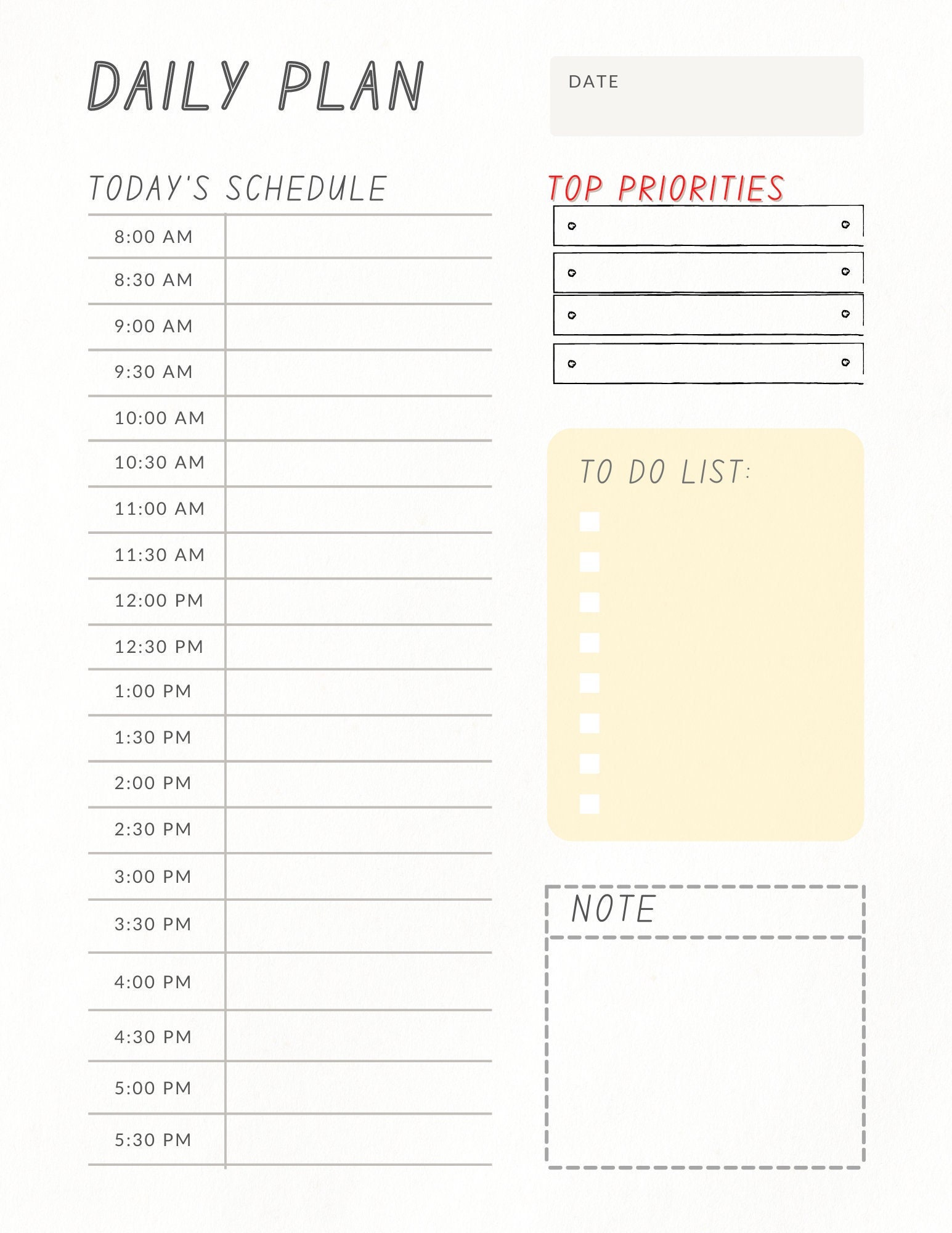 Printable Daily Plan - Etsy