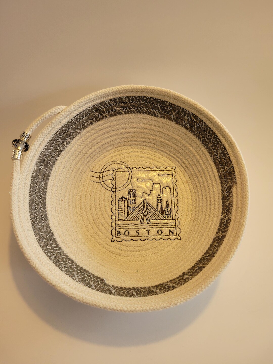 Embroidered Rope Bowl Boston - Etsy