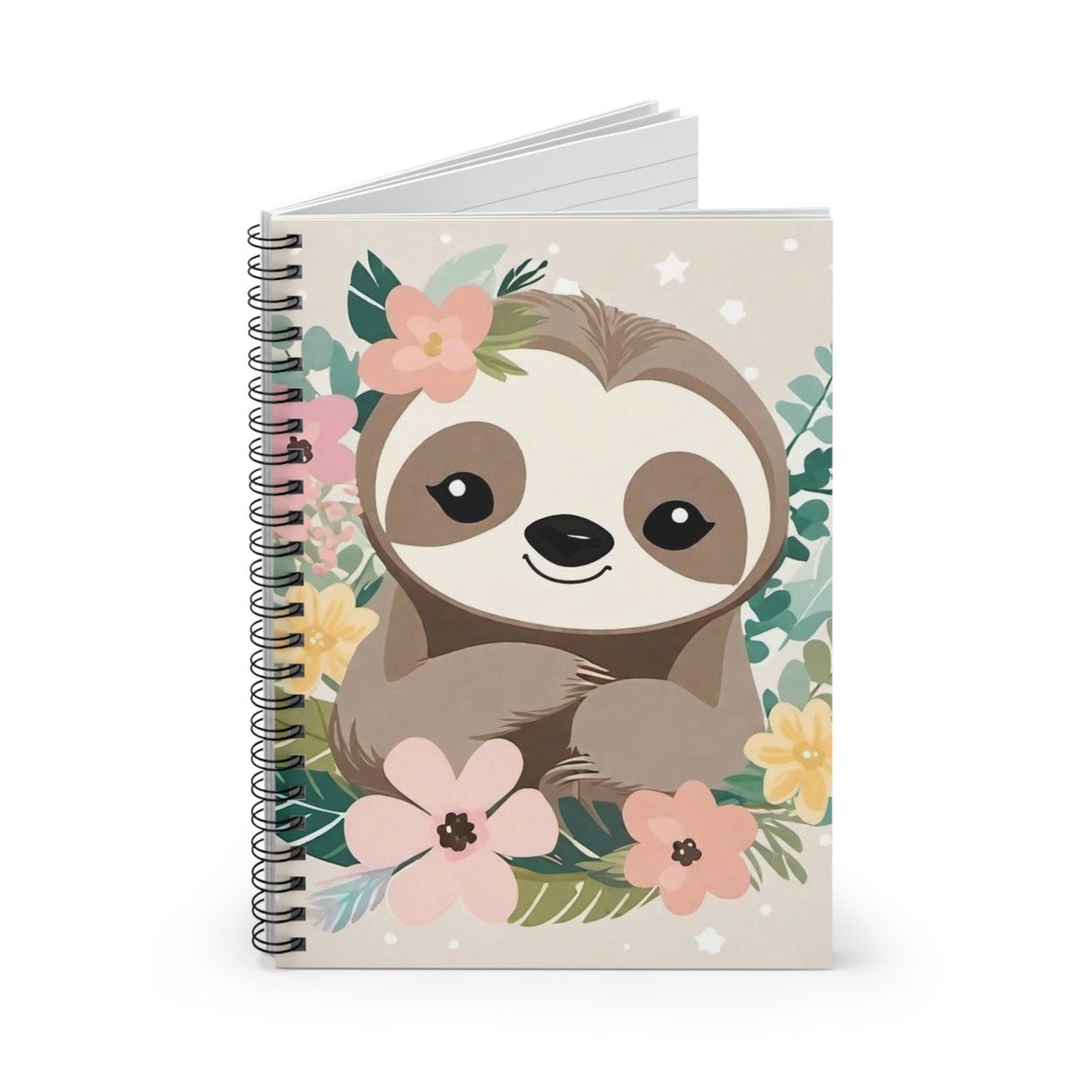 Sloth Notebook Sloth Journal Cute Sloth Spiral Lined Book Sloth Gift ...