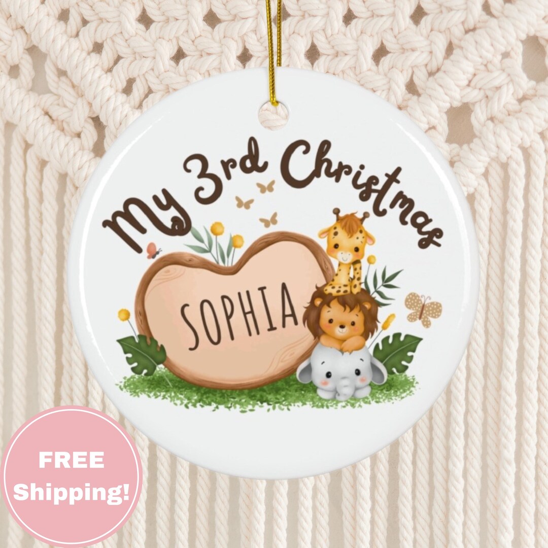 3rd Christmas Ornament Girl, Boy Third Christmas, Personalized Name ...
